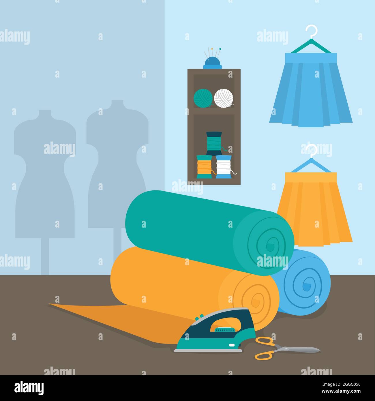 Rolls of fabrics Stock Vector Images - Alamy