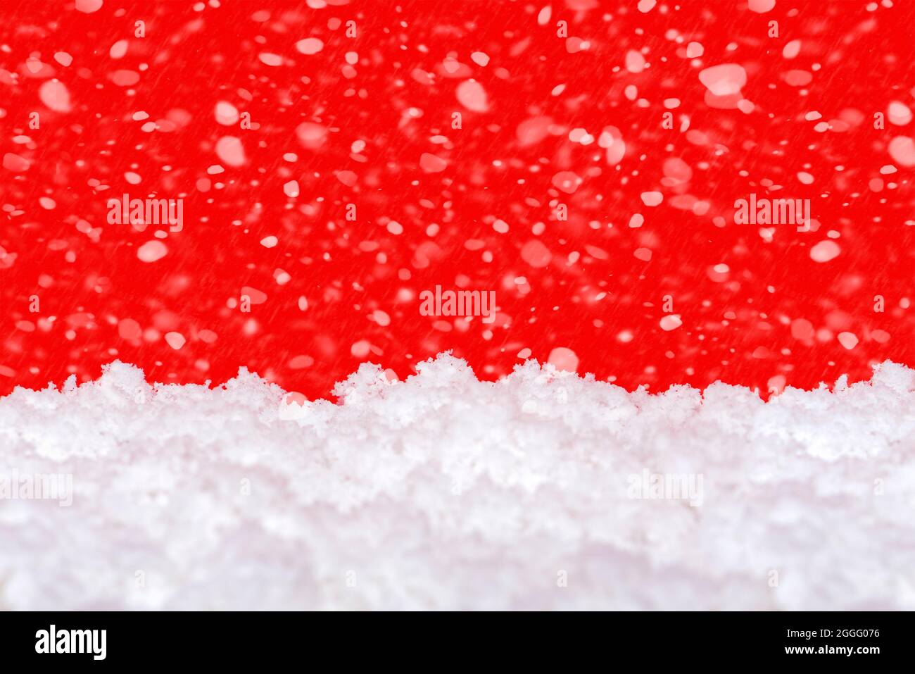 Snow on a red background. Falling snow. Christmas theme, large format ...