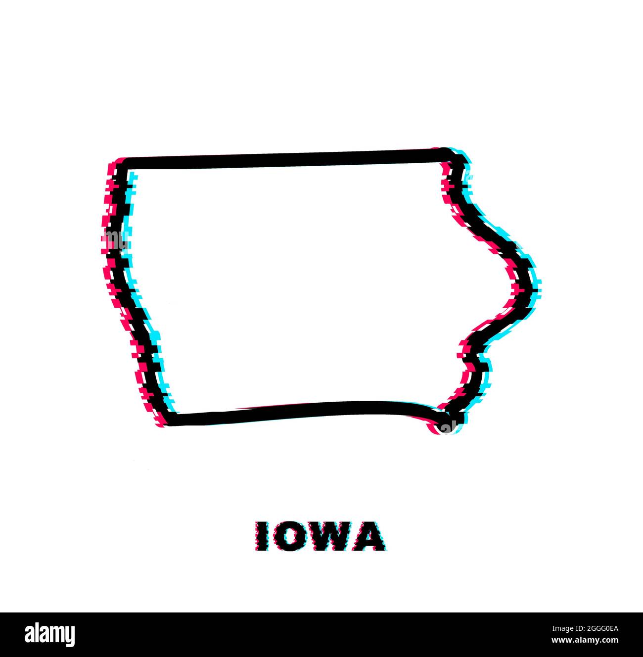 Iowa state map outline glitch icon. Vector illustration Stock Vector ...