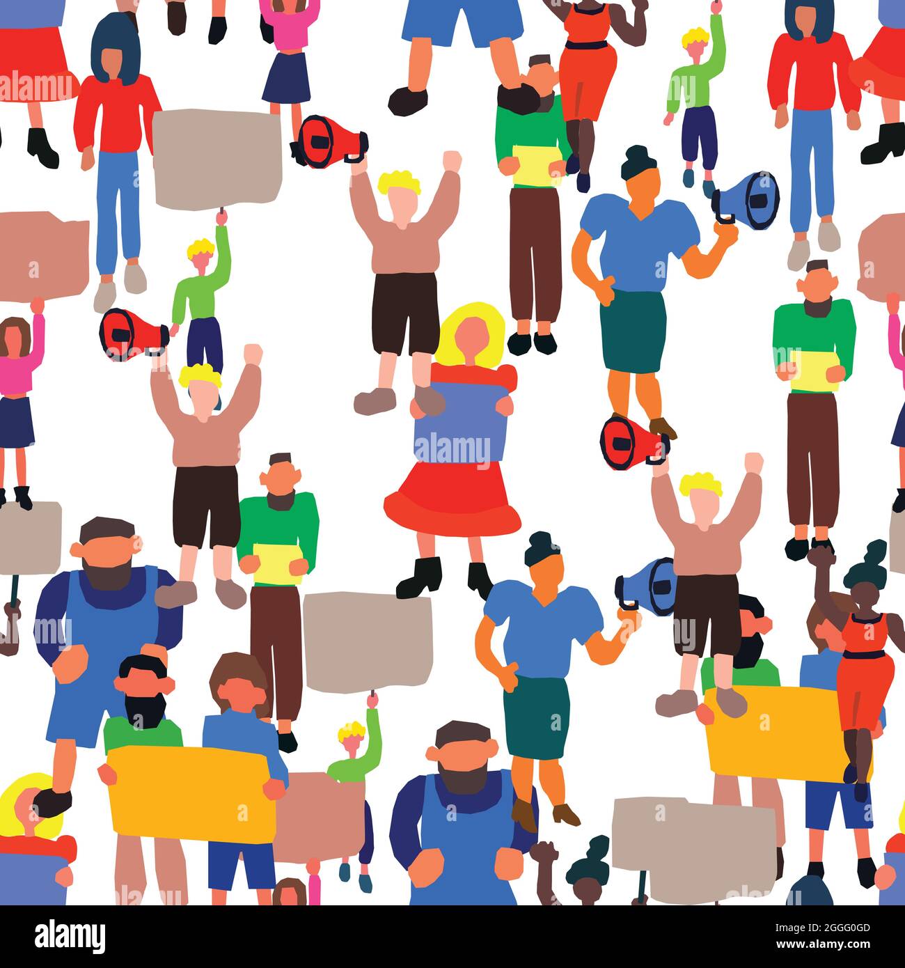Seamless vector pattern with a crowd of people of different ages and ...
