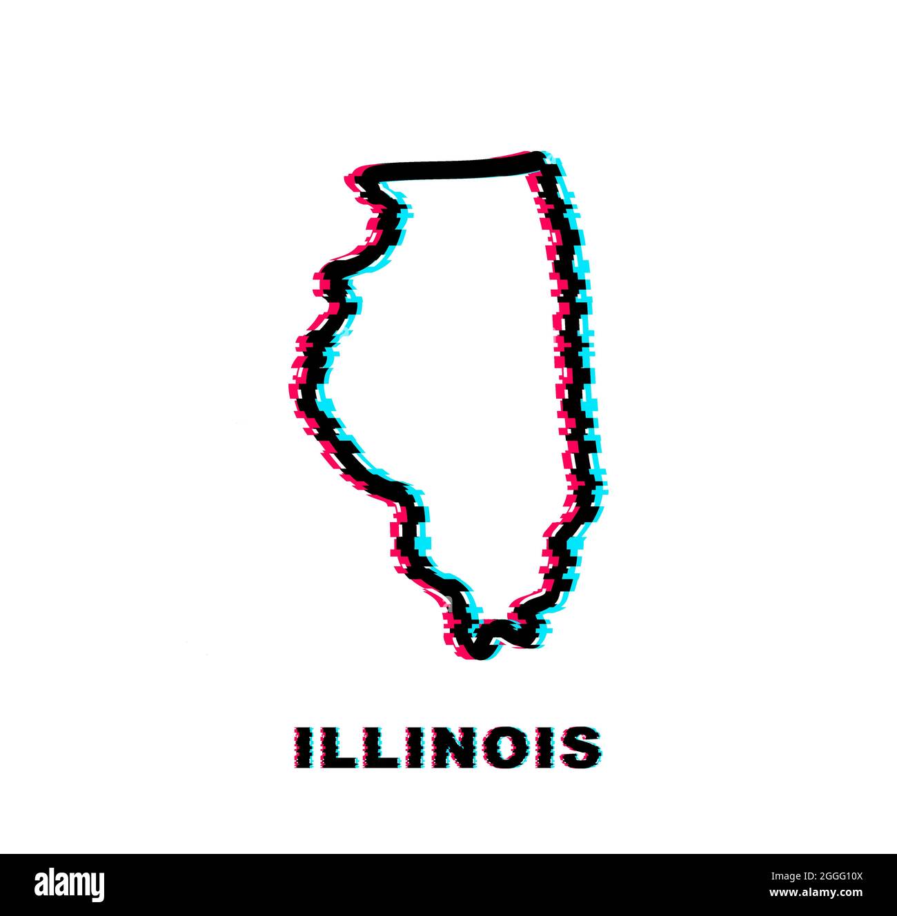 Glitch icon map of the state of Illinois from the united state of ...