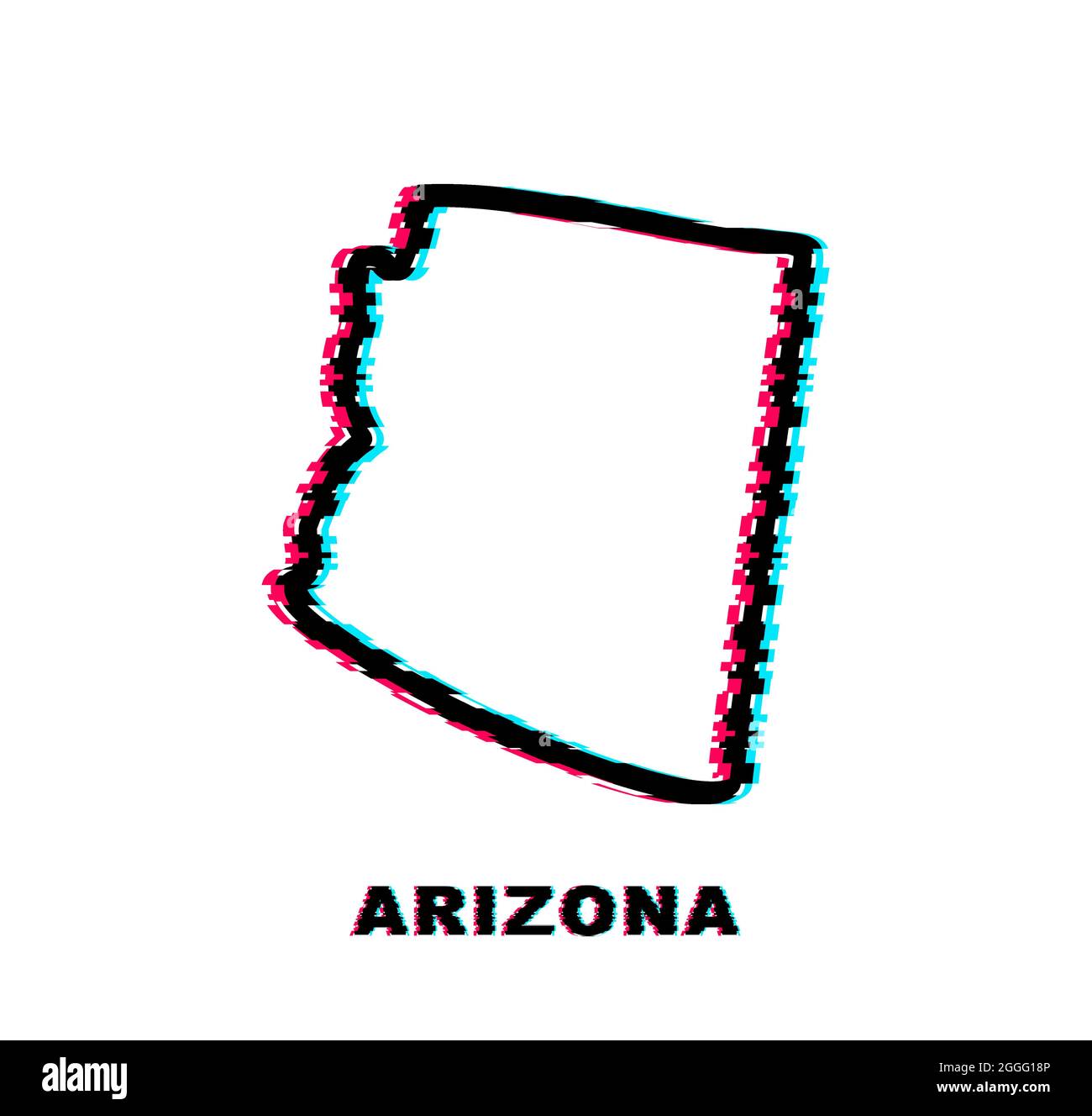 Arizona USA federal state map outline glitch icon. Arizona USA federal ...