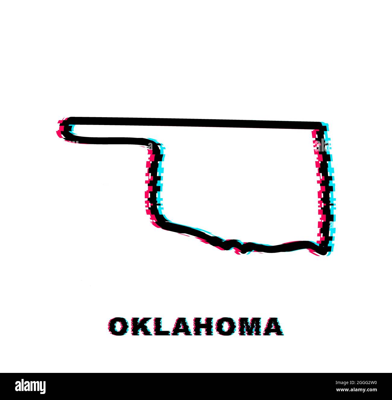 Oklahoma state map outline glitch icon. Vector illustration Stock ...