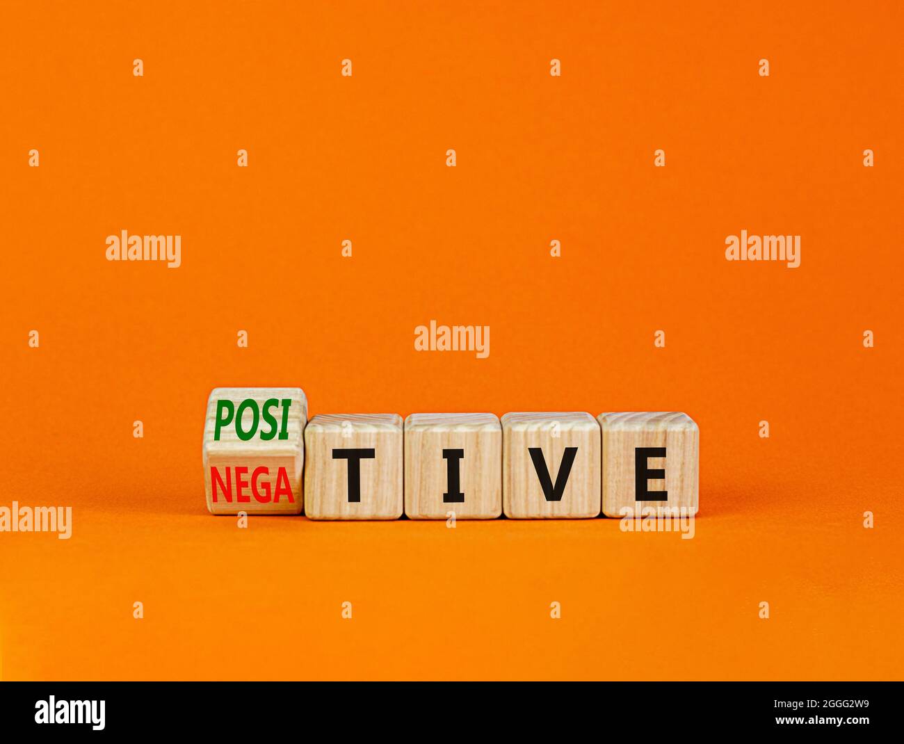 Positive or negative symbol. Turned a wooden cube, changed the word ...