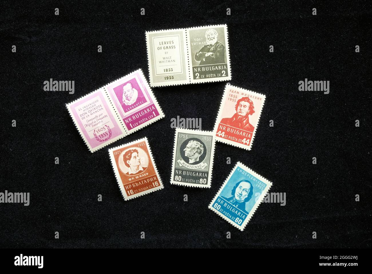 Collection of postage stamps from the Bulgaria depicting portraits of ...