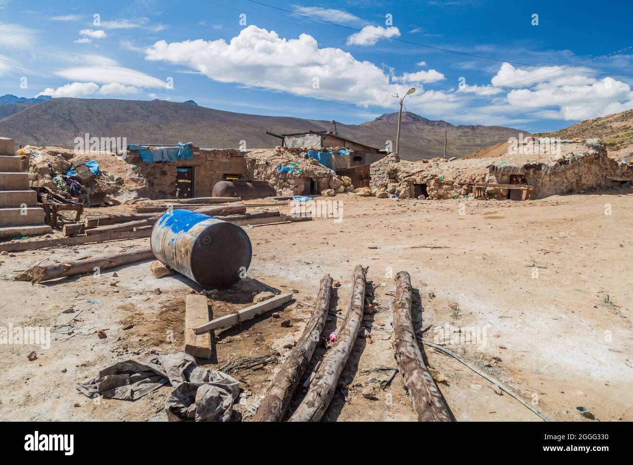 Buildings at the entrance to the Cerro Rico mine in Potosi, Bolivia ...