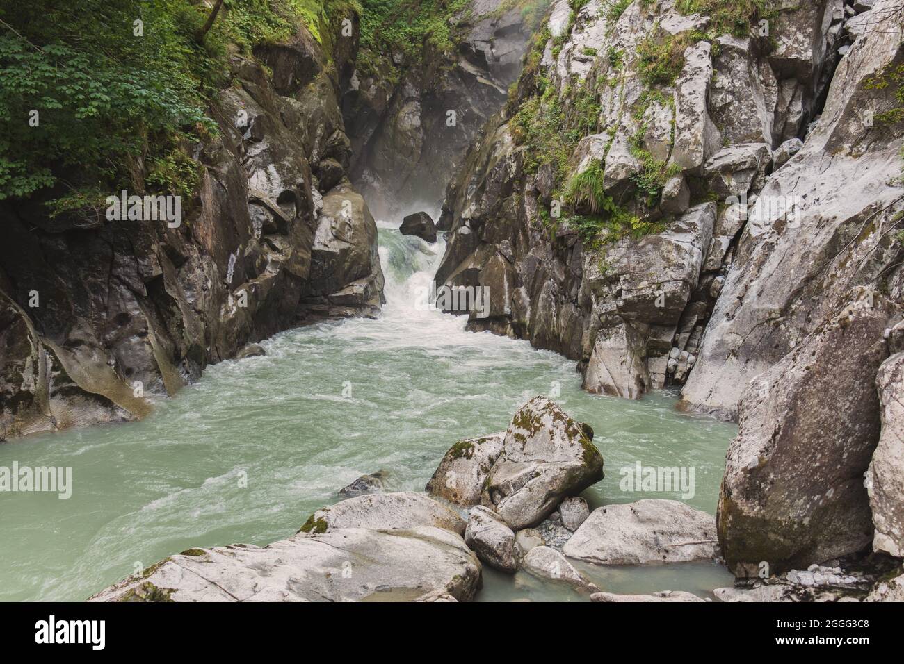 Sarca river (Trentino Alto Adige, Italy) flowing near the famous Nardis ...
