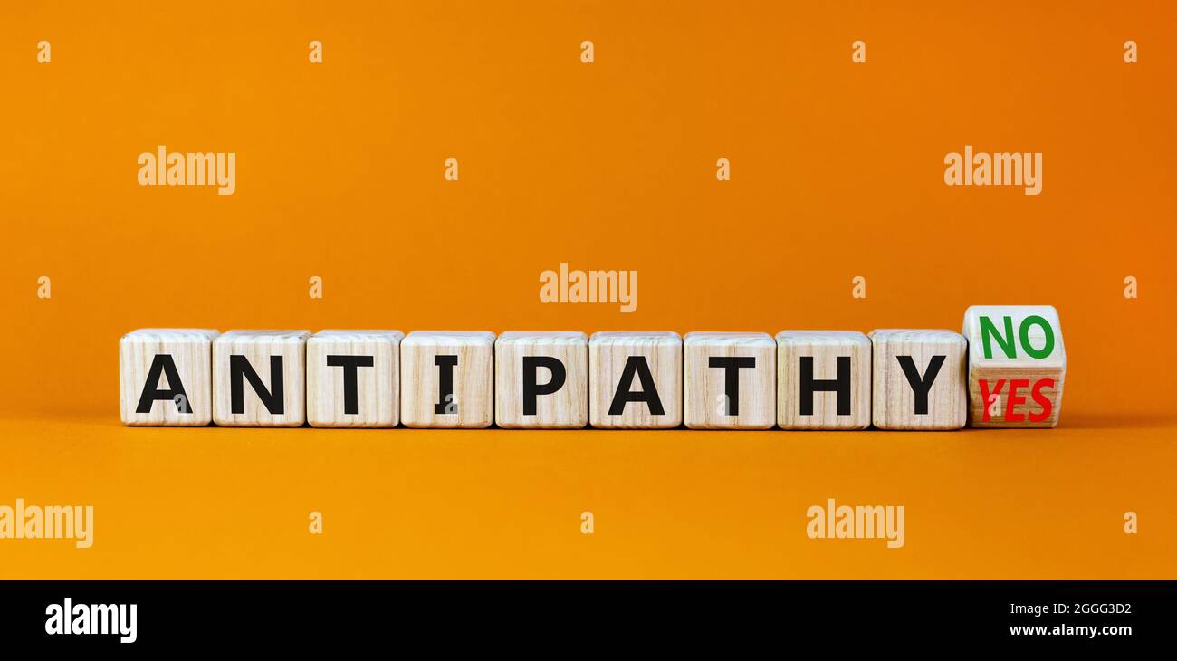 Antipathy yes or no symbol. Turned a wooden cube and changed words ...