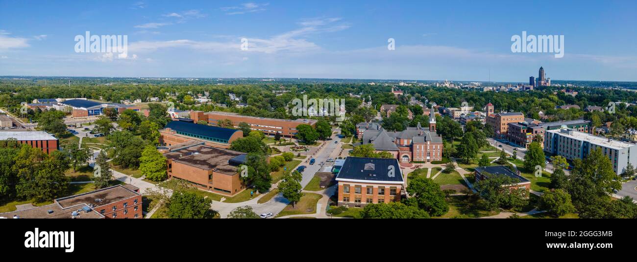 Aerial photograph of Drake University, a liberal arts university in Des ...
