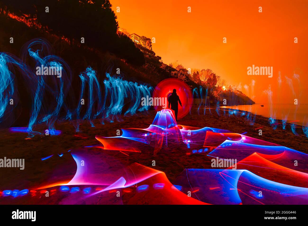 Light art performance photography in Turkey. Light painting Stock Photo ...