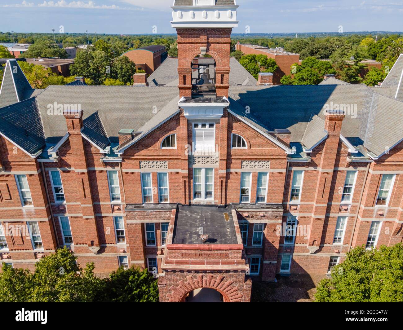 Aerial photograph of Drake University, a liberal arts university in Des ...