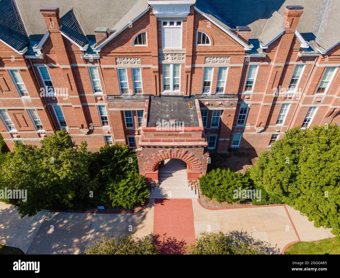 Aerial photograph of Drake University, a liberal arts university in Des ...