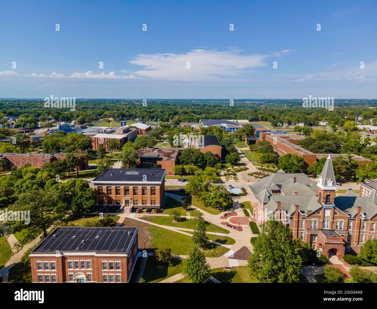 Aerial photograph of Drake University, a liberal arts university in Des ...