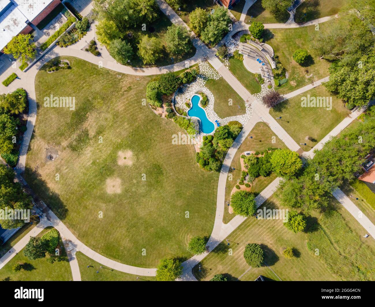 Aerial photograph of Drake University, a liberal arts university in Des ...