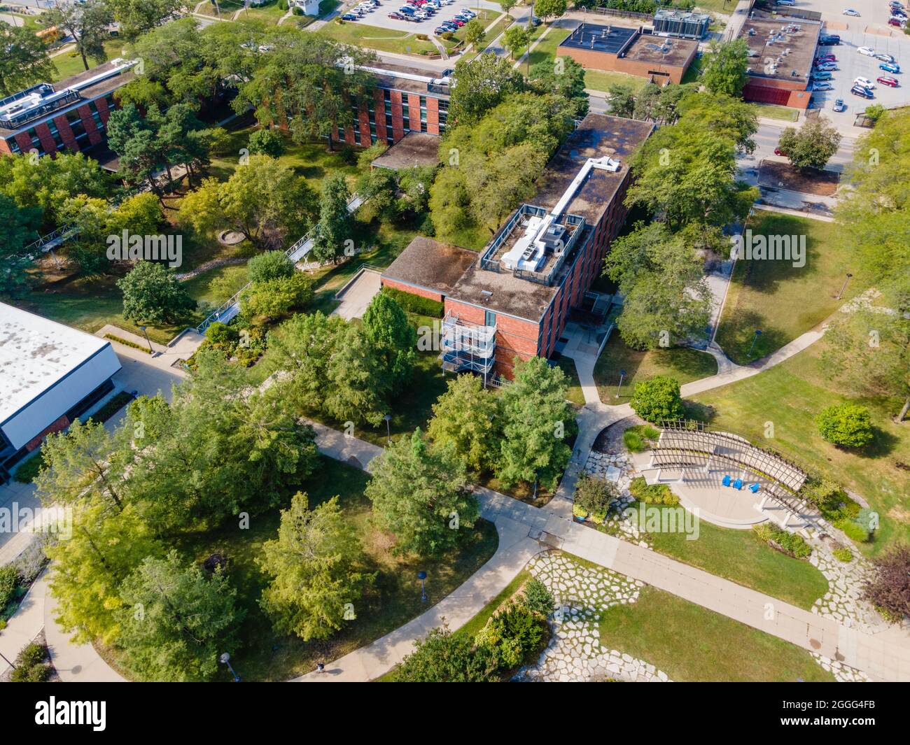 Aerial photograph of Drake University, a liberal arts university in Des ...