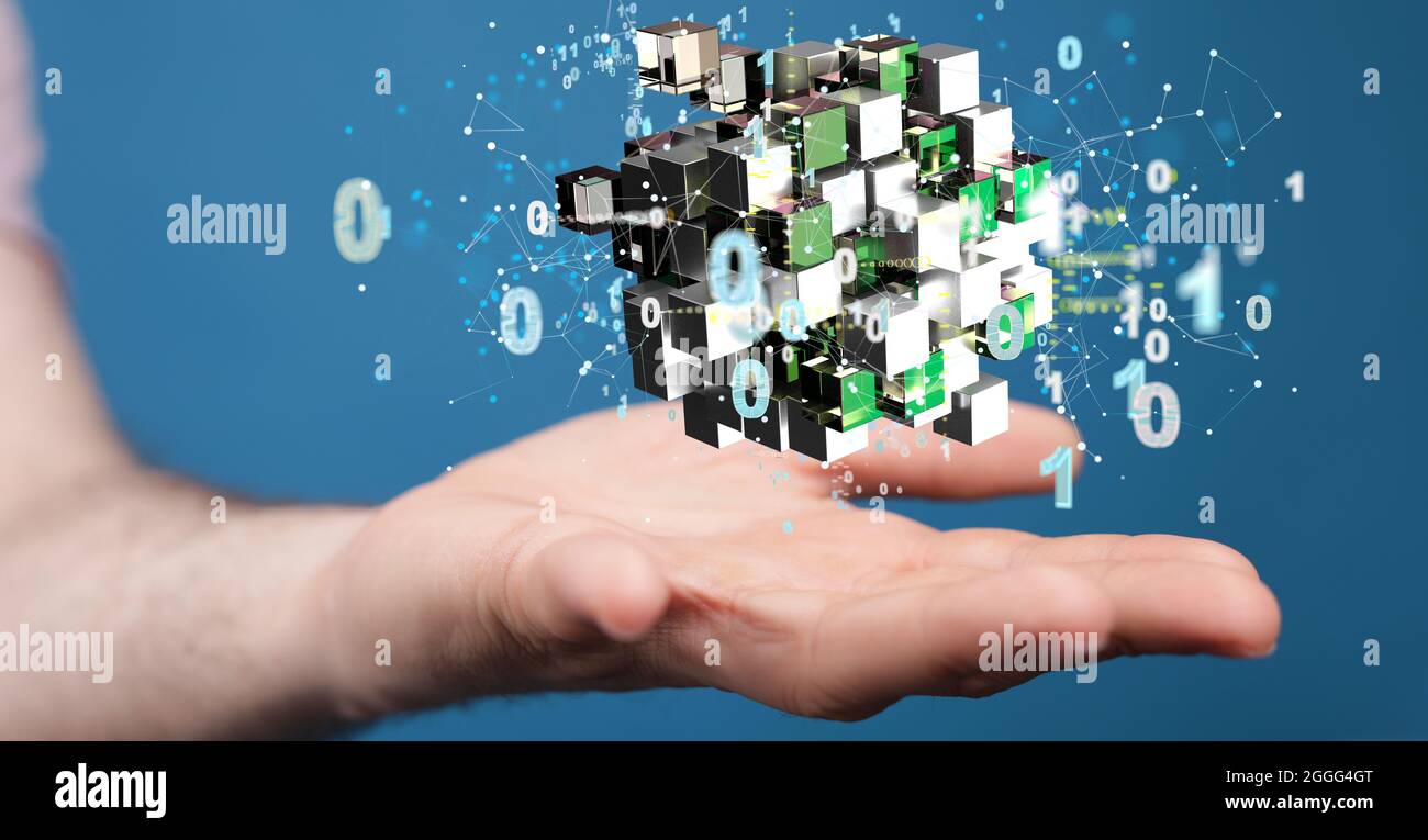 Person presenting the virtual projection of data Internet ...