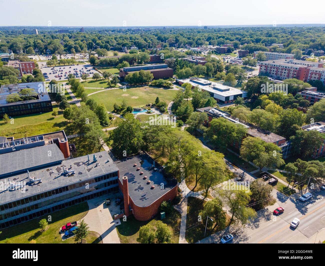 Aerial photograph of Drake University, a liberal arts university in Des ...