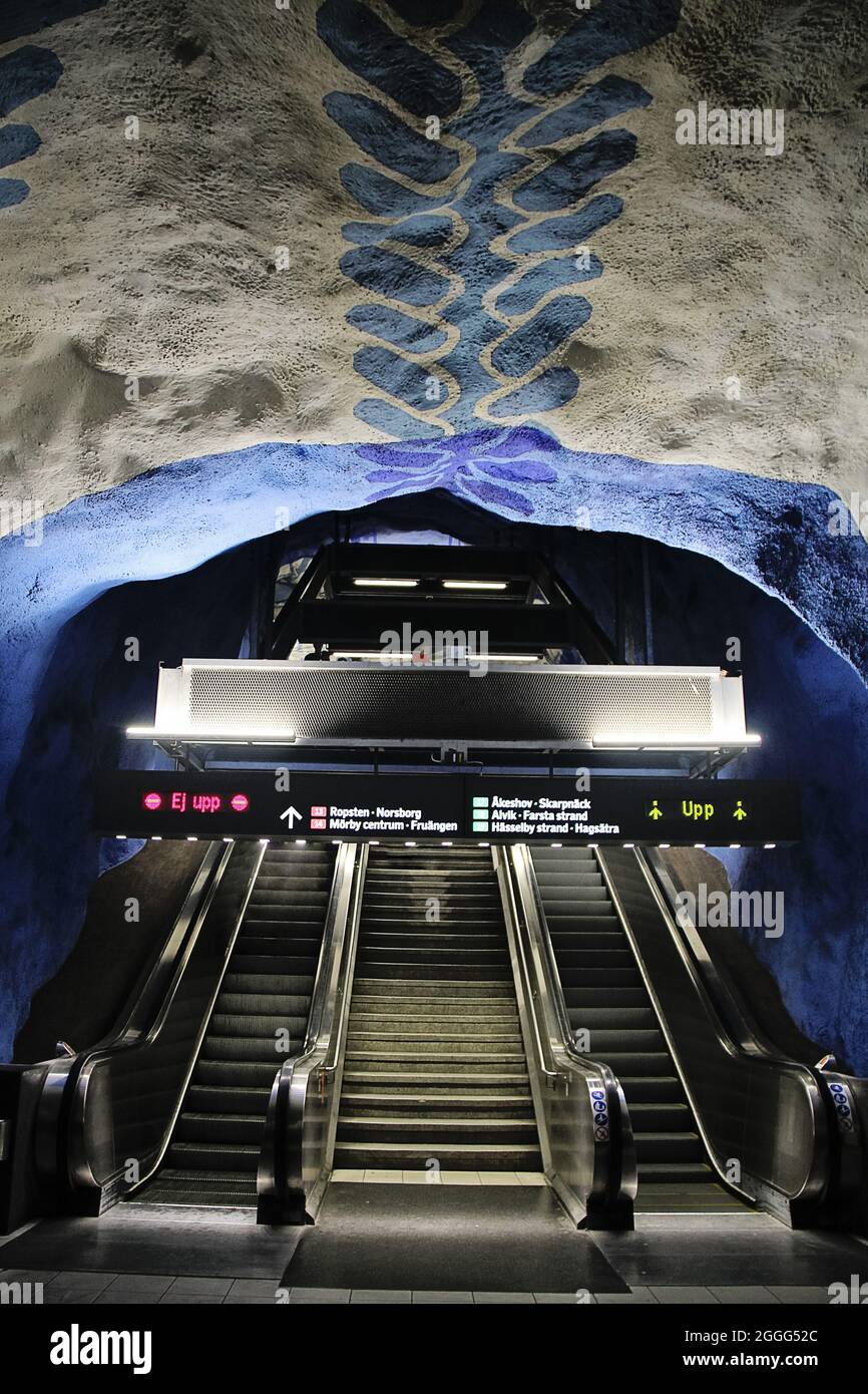 Stockholm Metro Station Escalator Stock Photo - Alamy