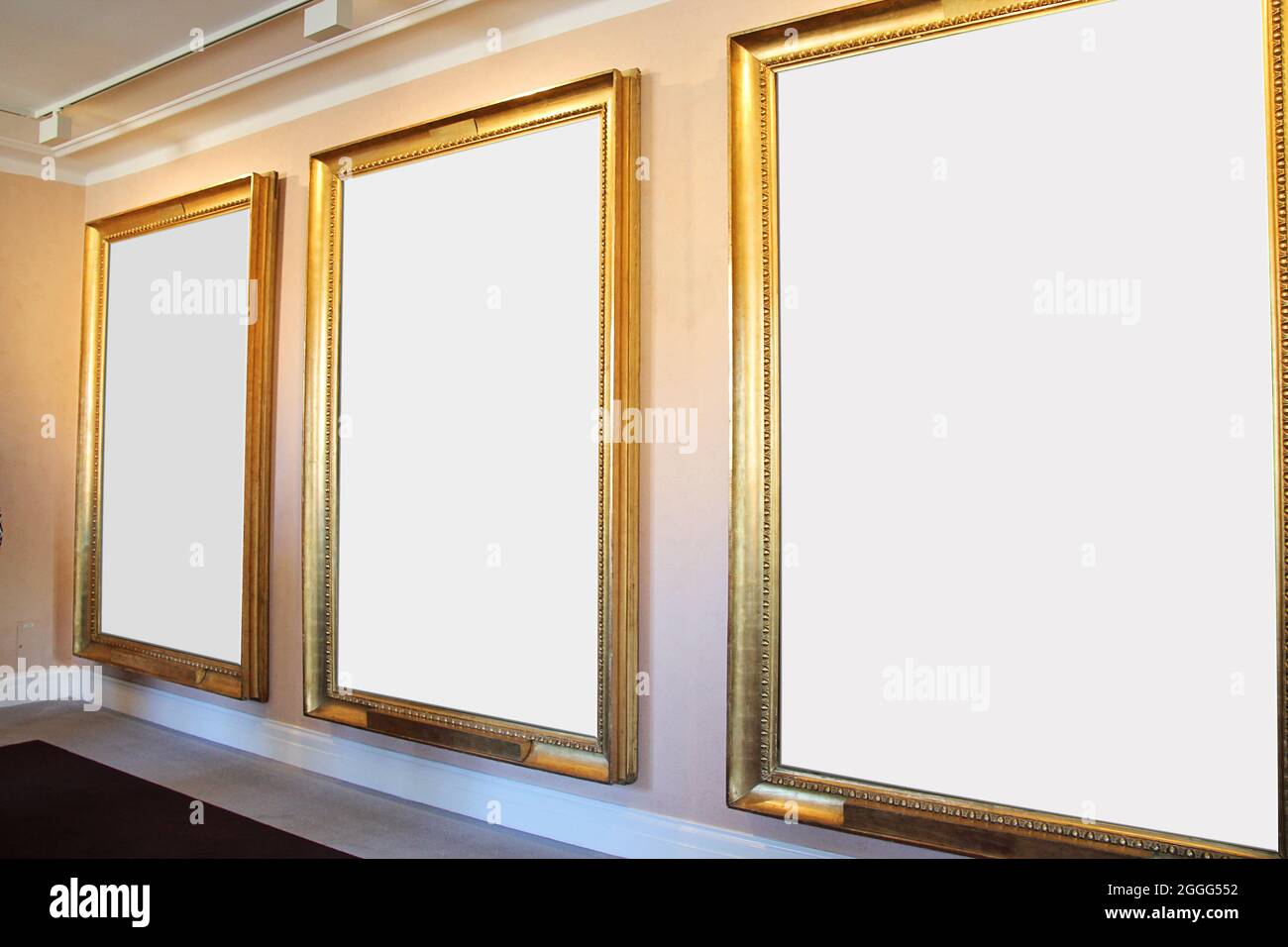 Three Big Perspective Picture Frames in Art Museum Gallery Exhibition ...