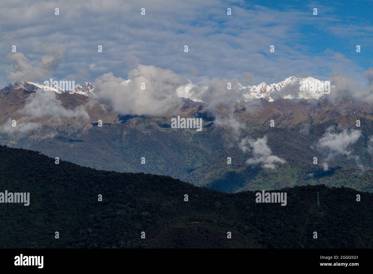 Snow capped mountains near Machu Picchu ruins, Peru Stock Photo - Alamy