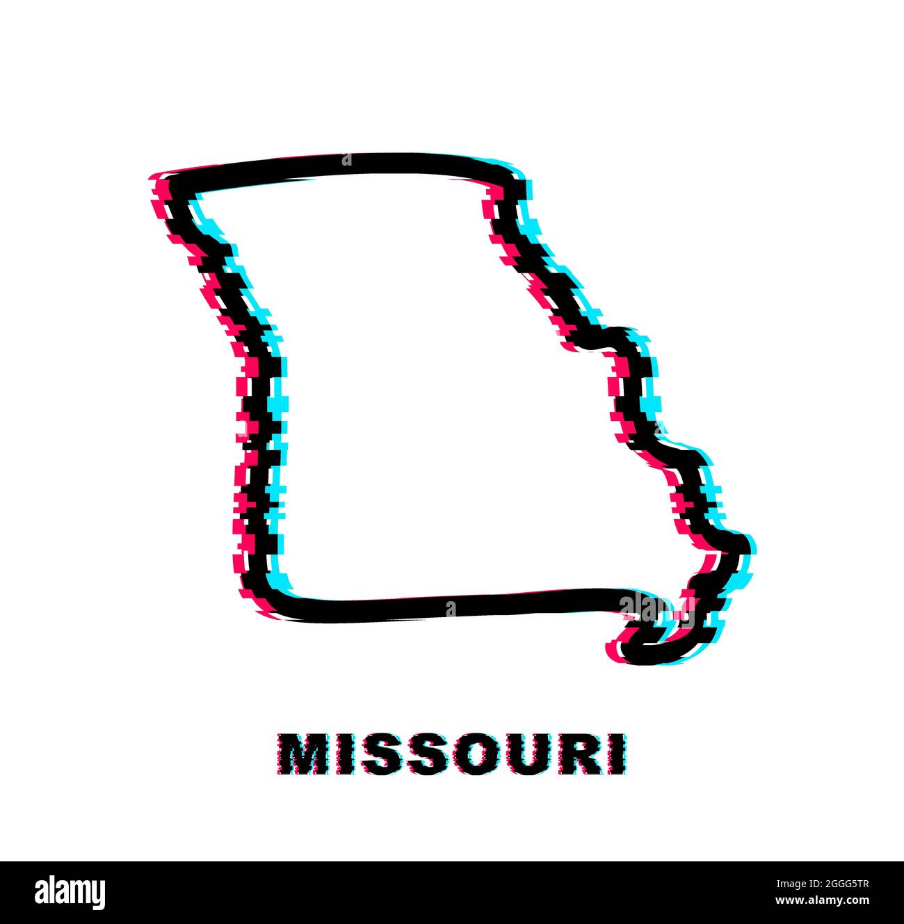 Glitch map showing the state of Missouri from the united state of ...