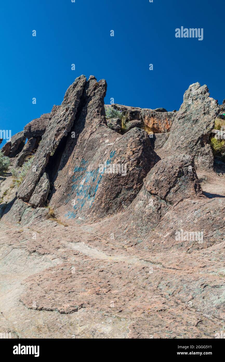 Rugged rocks at Horca del Inca, ancient astronomical observatory in ...