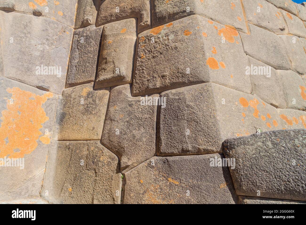Detail of a wall at Inca ruins of Ollantaytambo, Sacred Valley of Incas ...