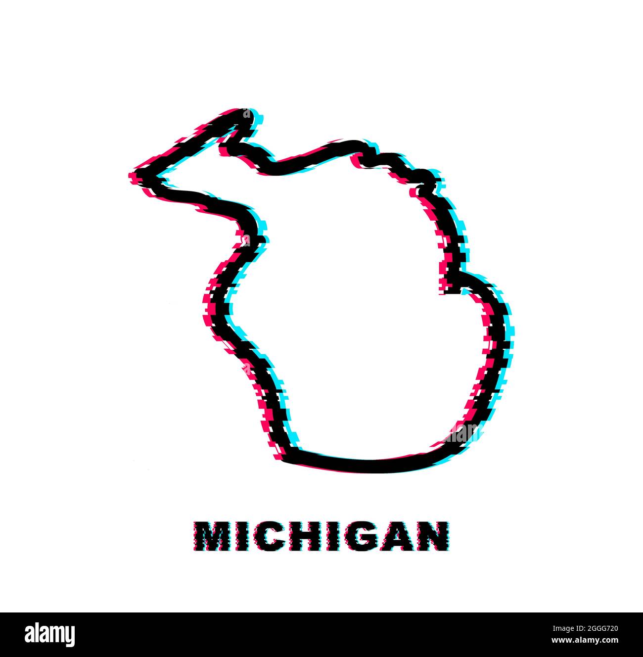 Glitch icon map of the state of Michigan from the united state of ...