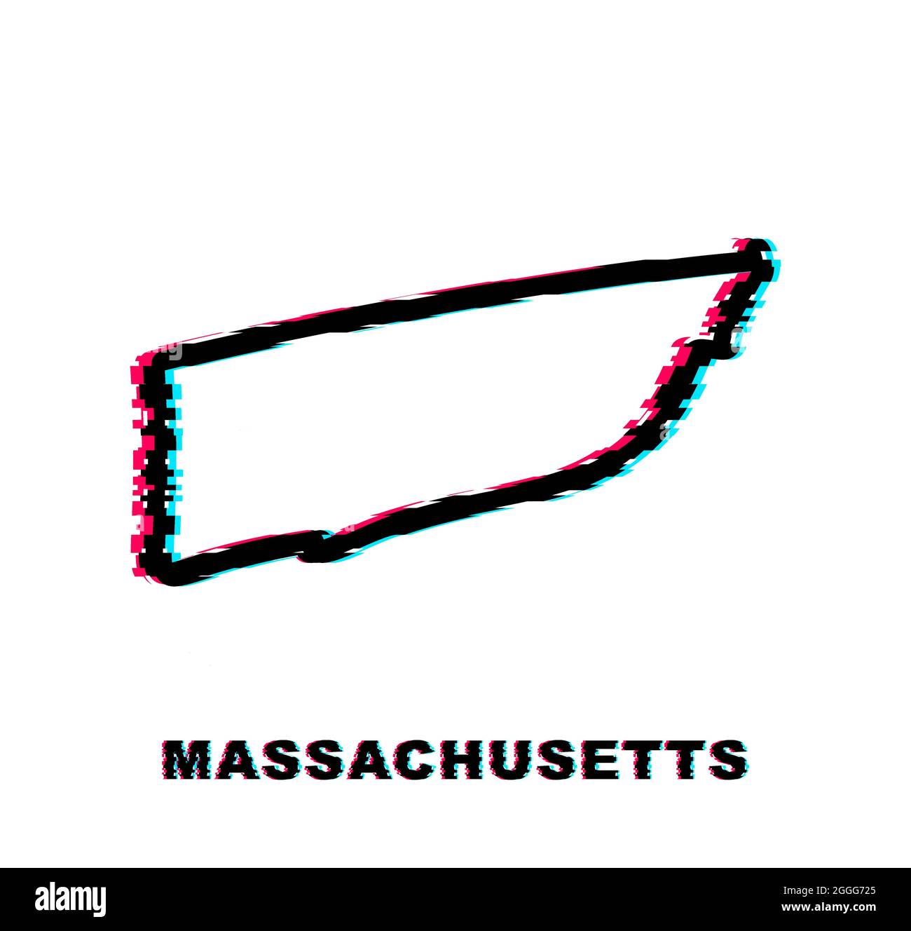 Massachusetts state map outline glitch icon. Vector illustration Stock ...