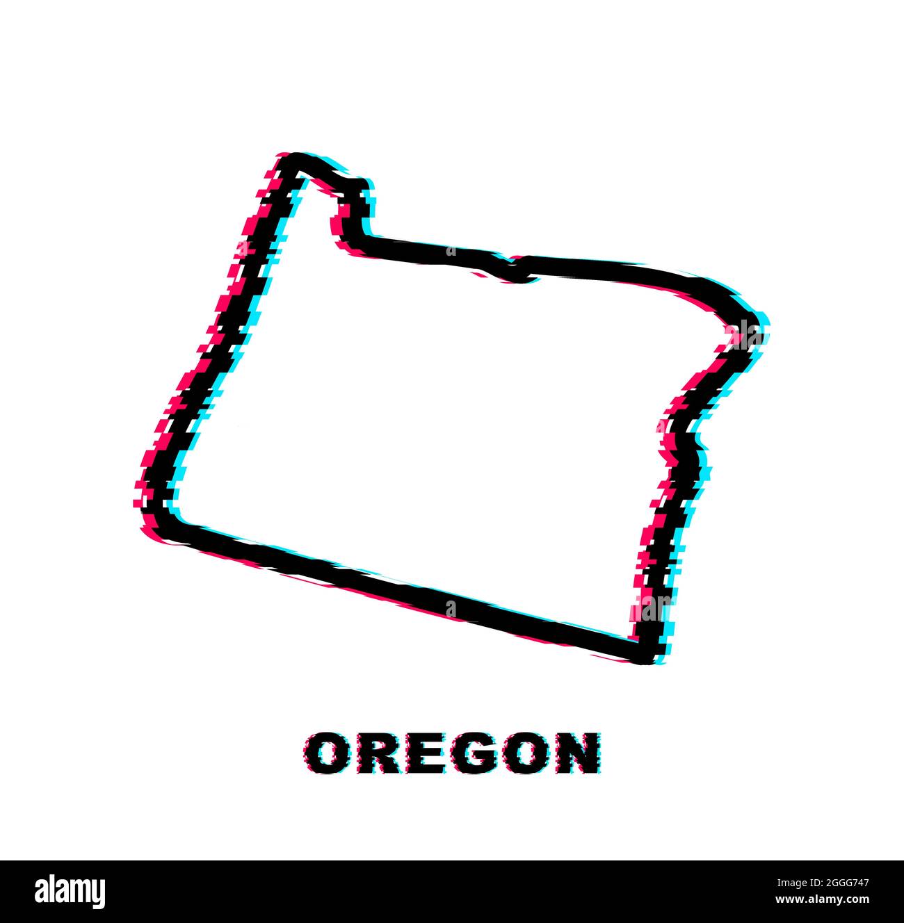 Glitch icon map of the state of Oregon from the united state of America ...