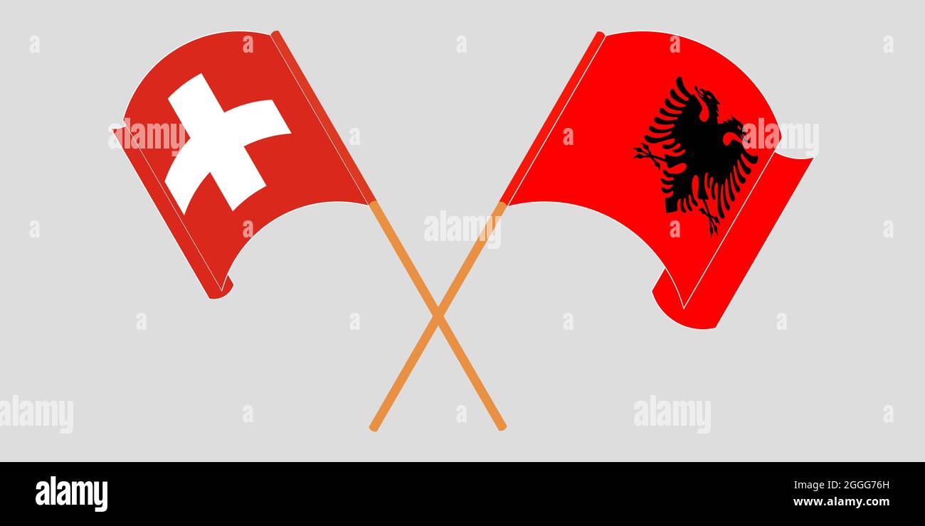 Crossed and waving flags of Albania and Switzerland Stock Vector Image ...