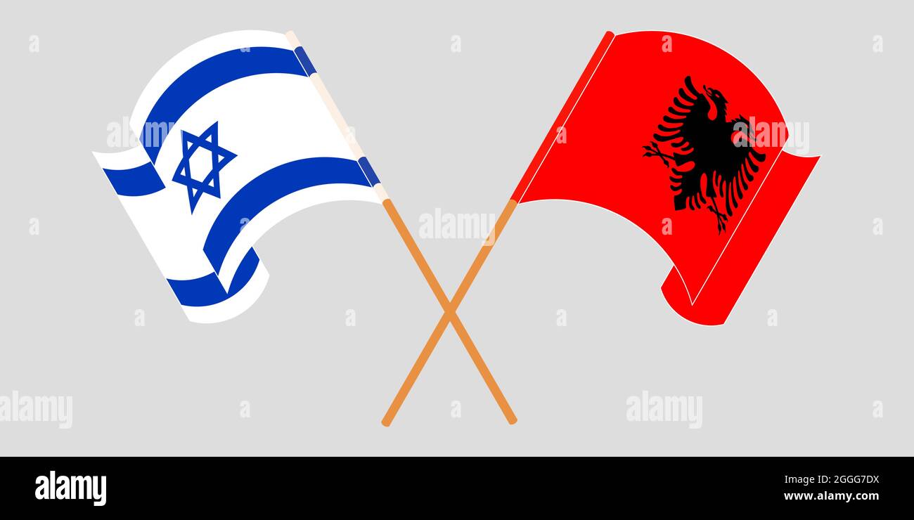 Crossed and waving flags of Albania and Israel Stock Vector Image & Art ...