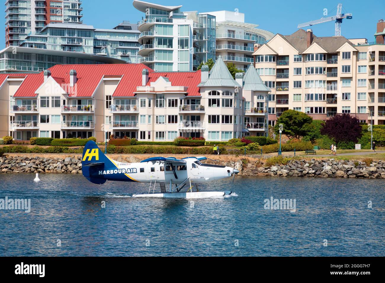 Harbour Air Seaplane in Downtown Victoria Harbour during sunny summer ...