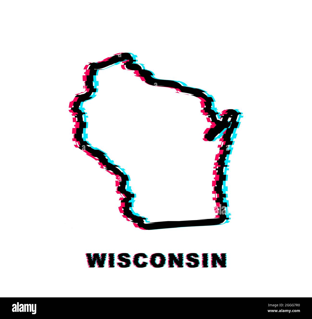 Glitch icon map of the state of Wisconsin from the united state of ...