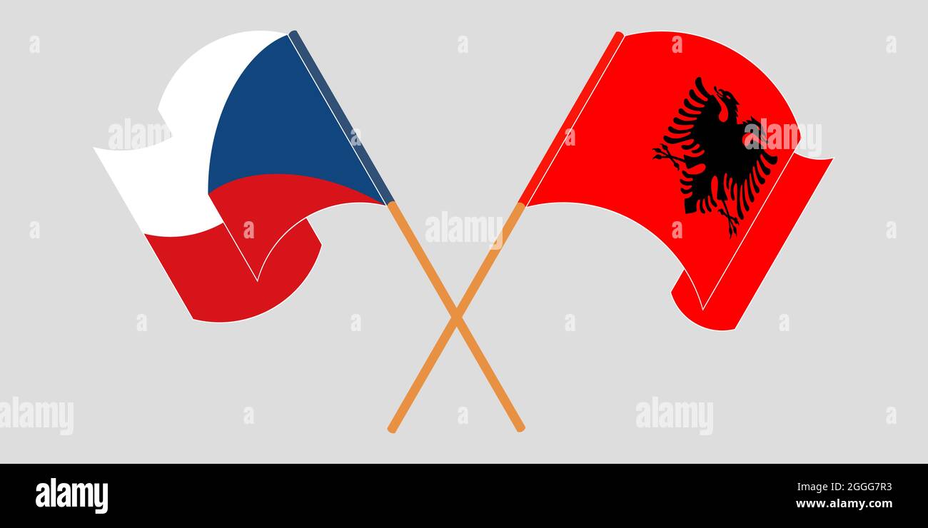 Crossed and waving flags of Albania and Czech Republic Stock Vector ...