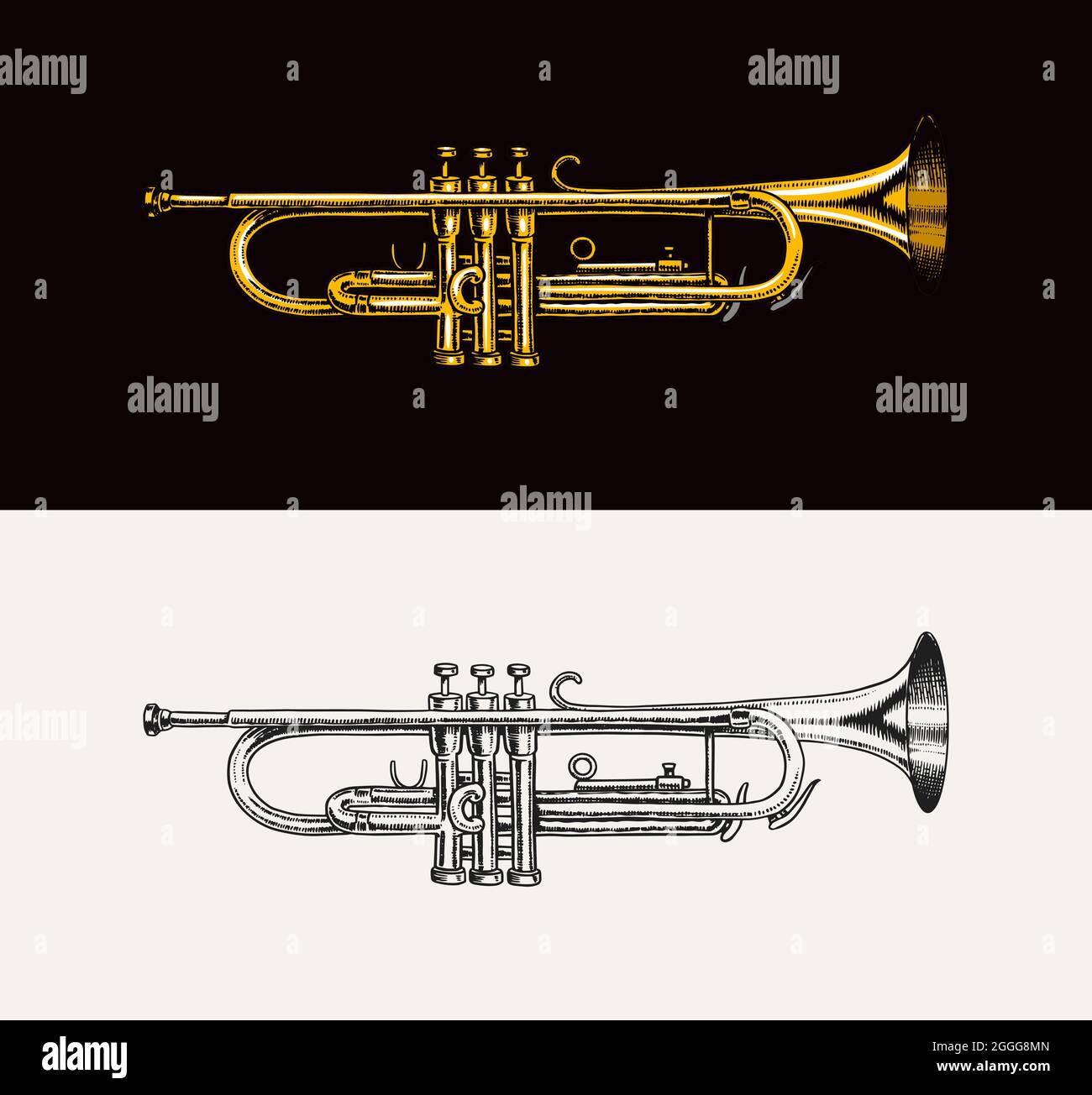 Jazz instrument trumpet. Vector illustration classical wind musical ...