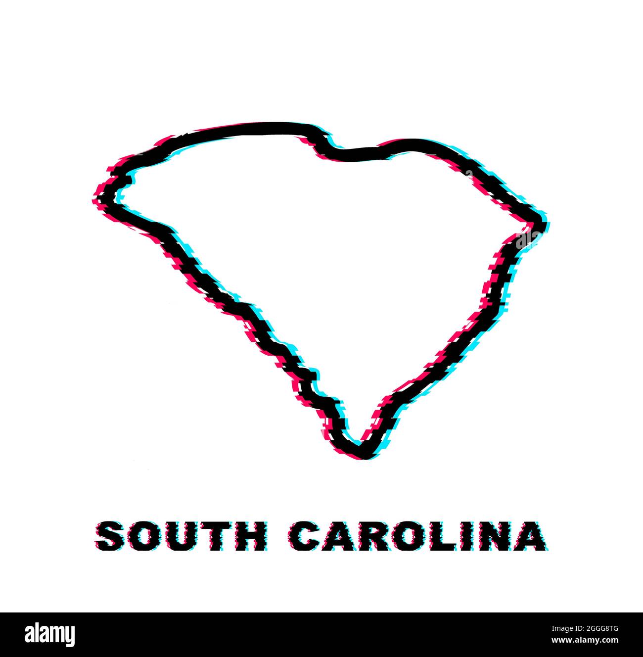 Glitch icon map of the state of South Carolina from the united state of ...