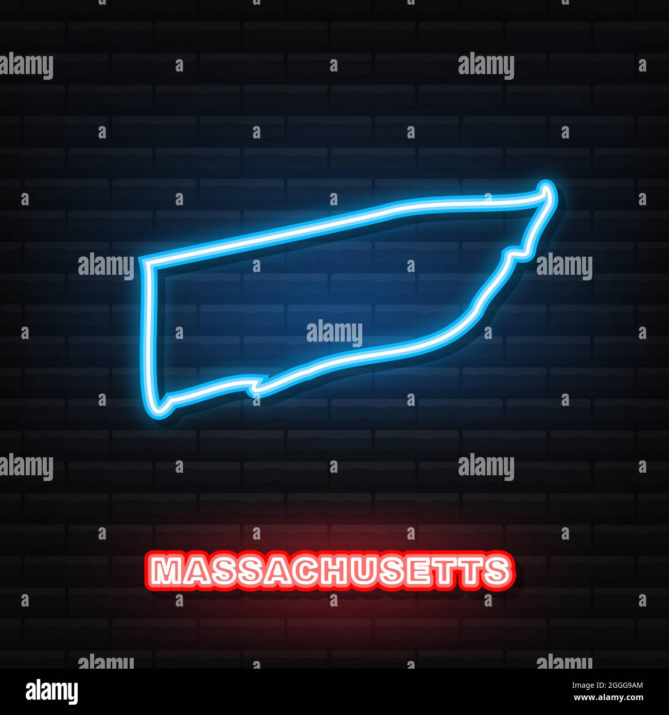 Massachusetts state map outline neon icon. Vector illustration Stock ...