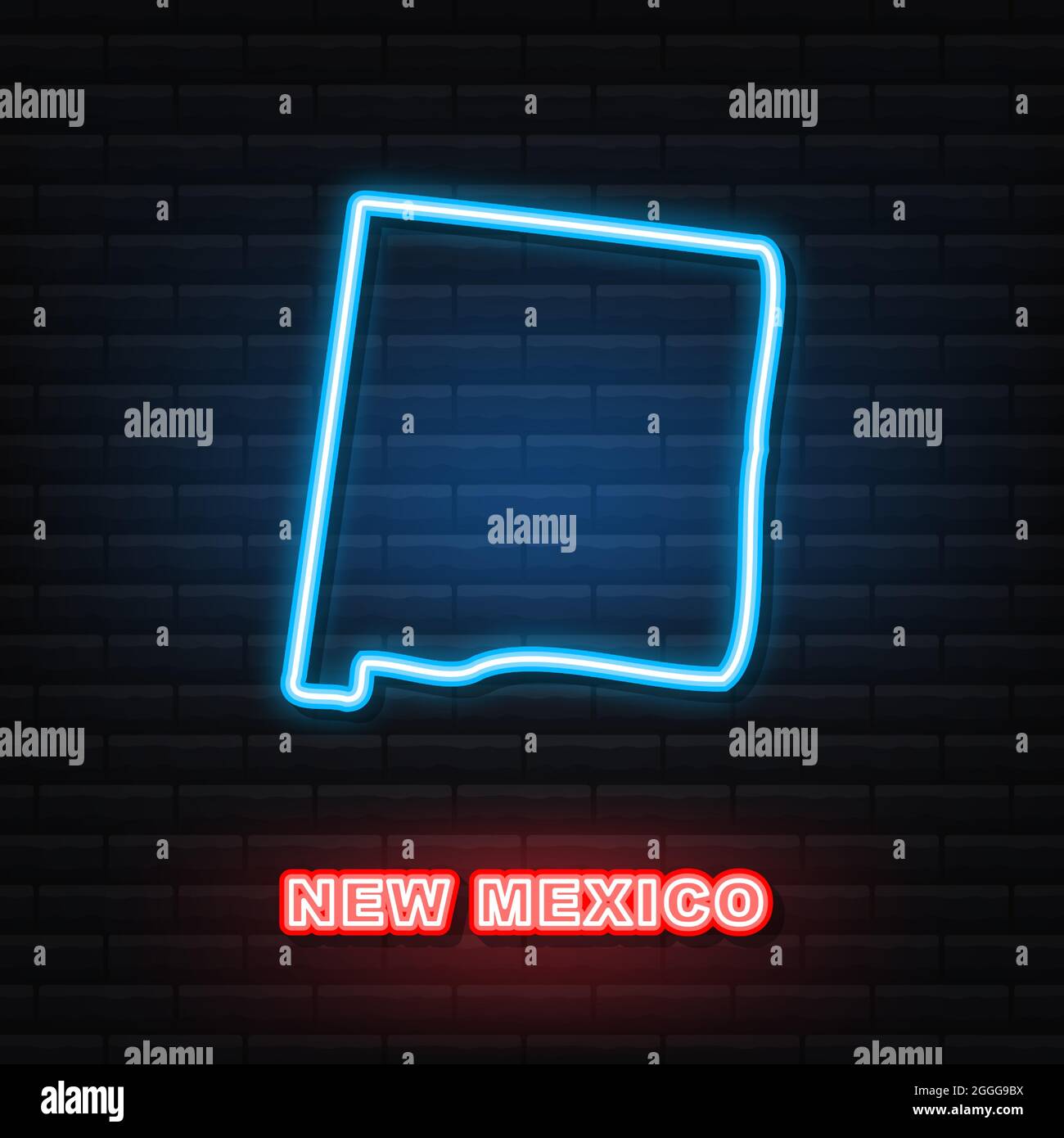 Neon icon map showing the state of New Mexico from the united state of ...