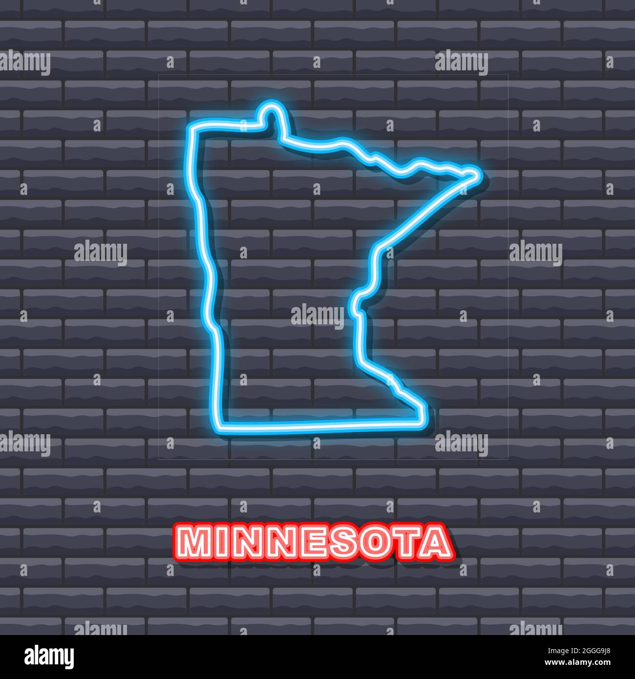 Neon icon map showing the state of Minnesota from the united state of ...