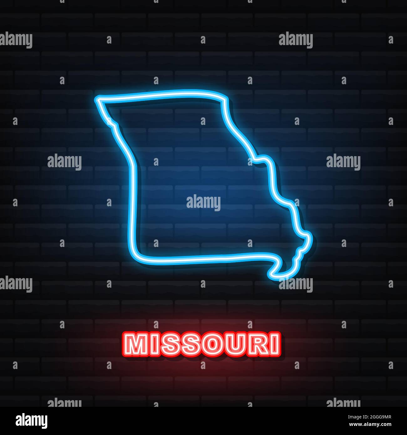 Neon map showing the state of Missouri from the united state of america ...