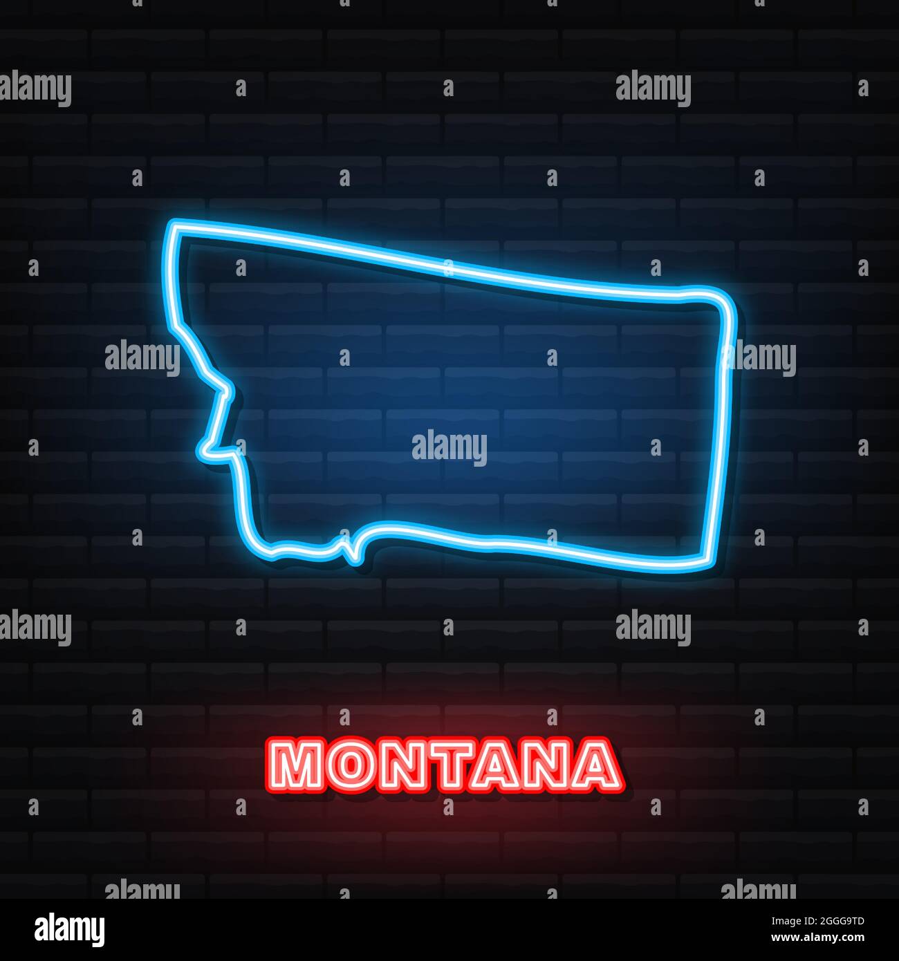 Montana state map neon icon. Vector illustration Stock Vector Image ...