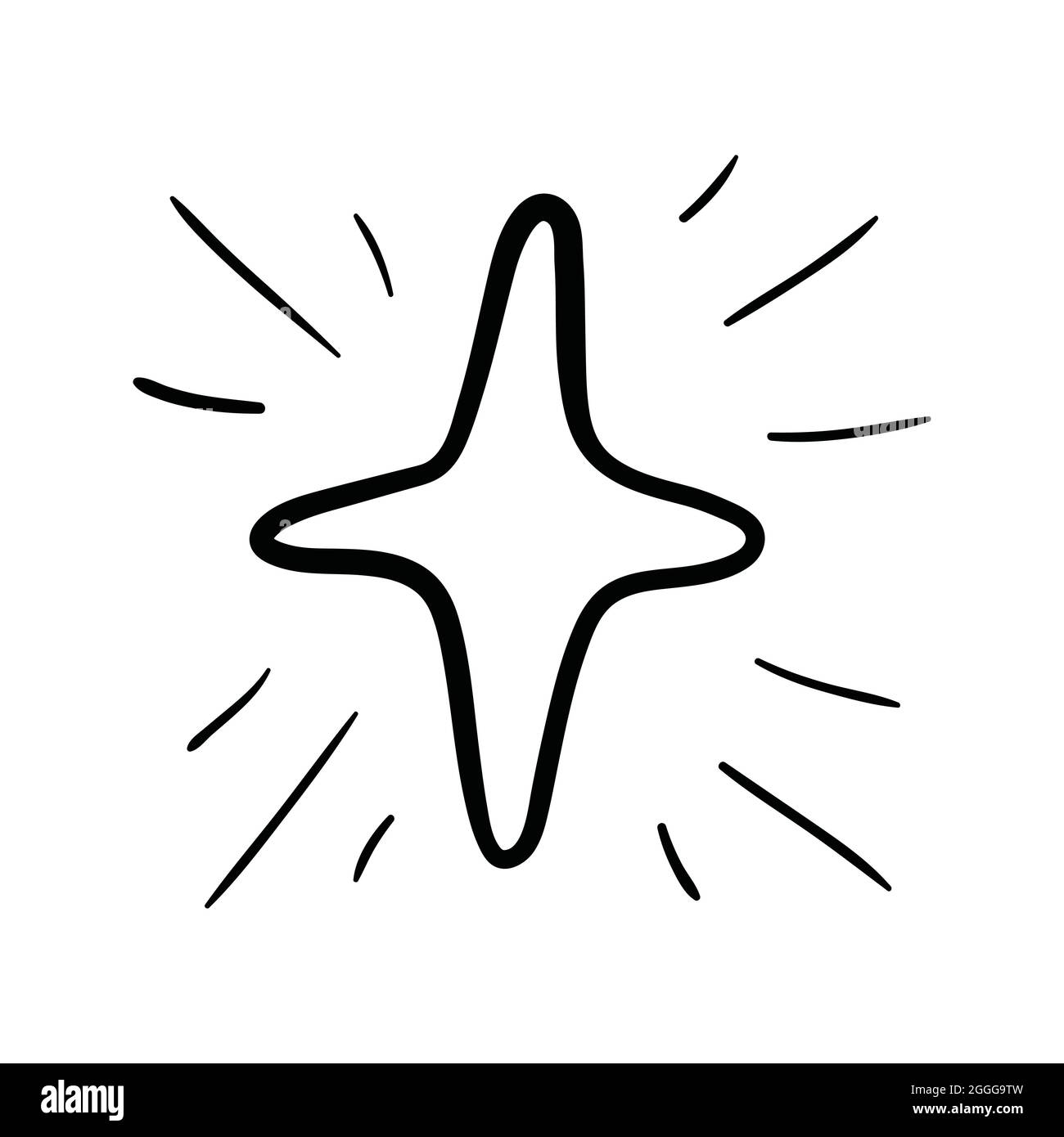A star or a thumbnail icon. A hand-drawn vector black icon on a white ...
