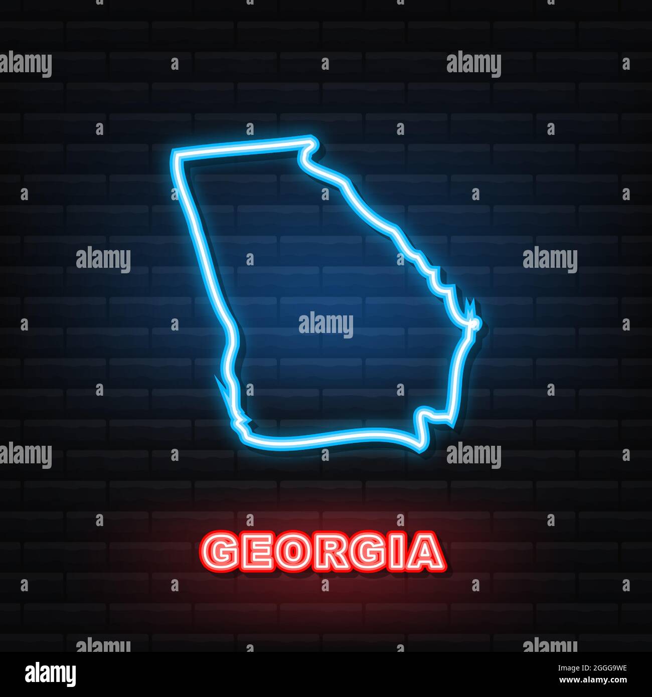 Georgia state map neon icon. Vector illustration Stock Vector Image ...
