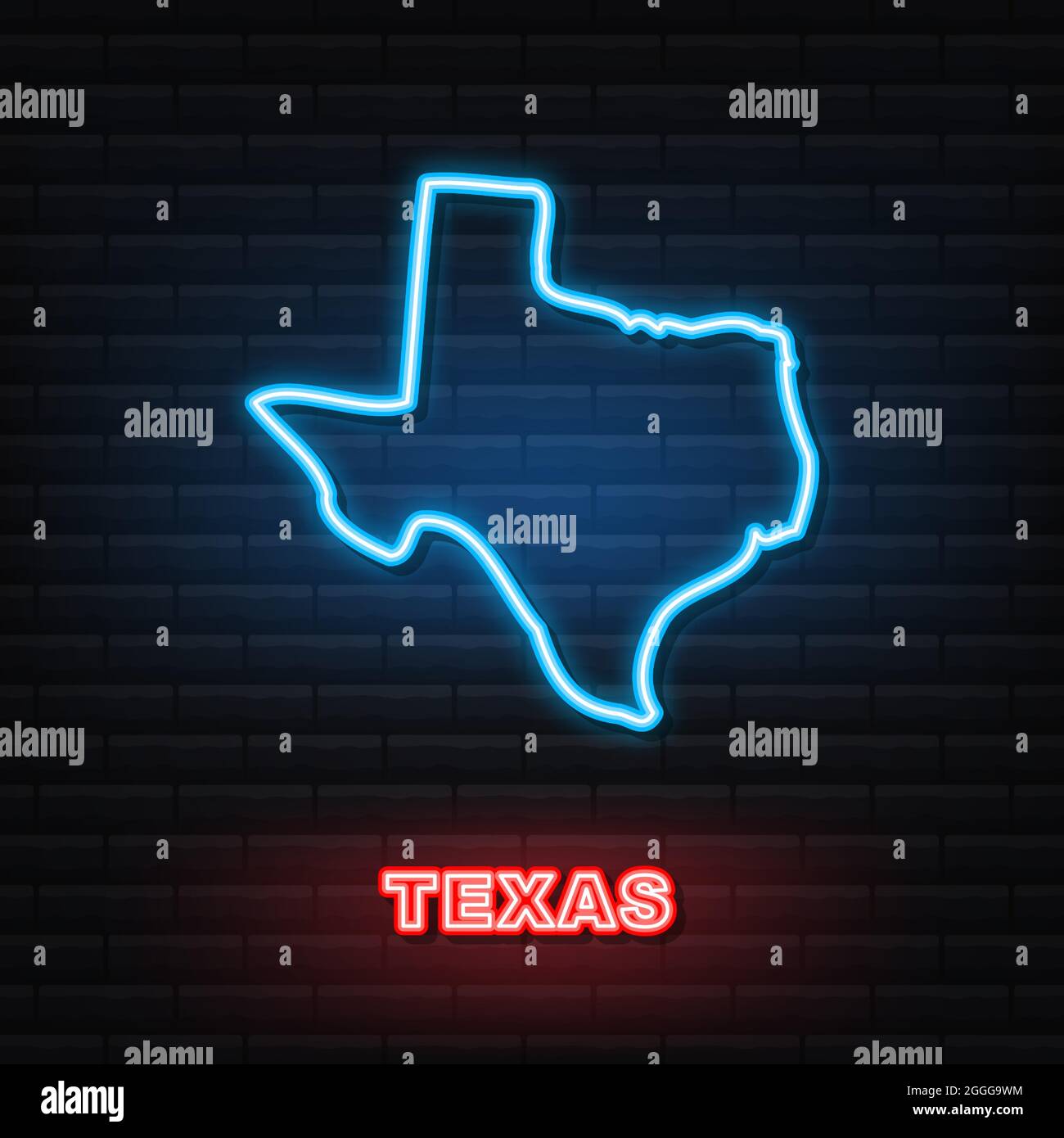 Texas state map outline neon icon. Vector illustration Stock Vector ...
