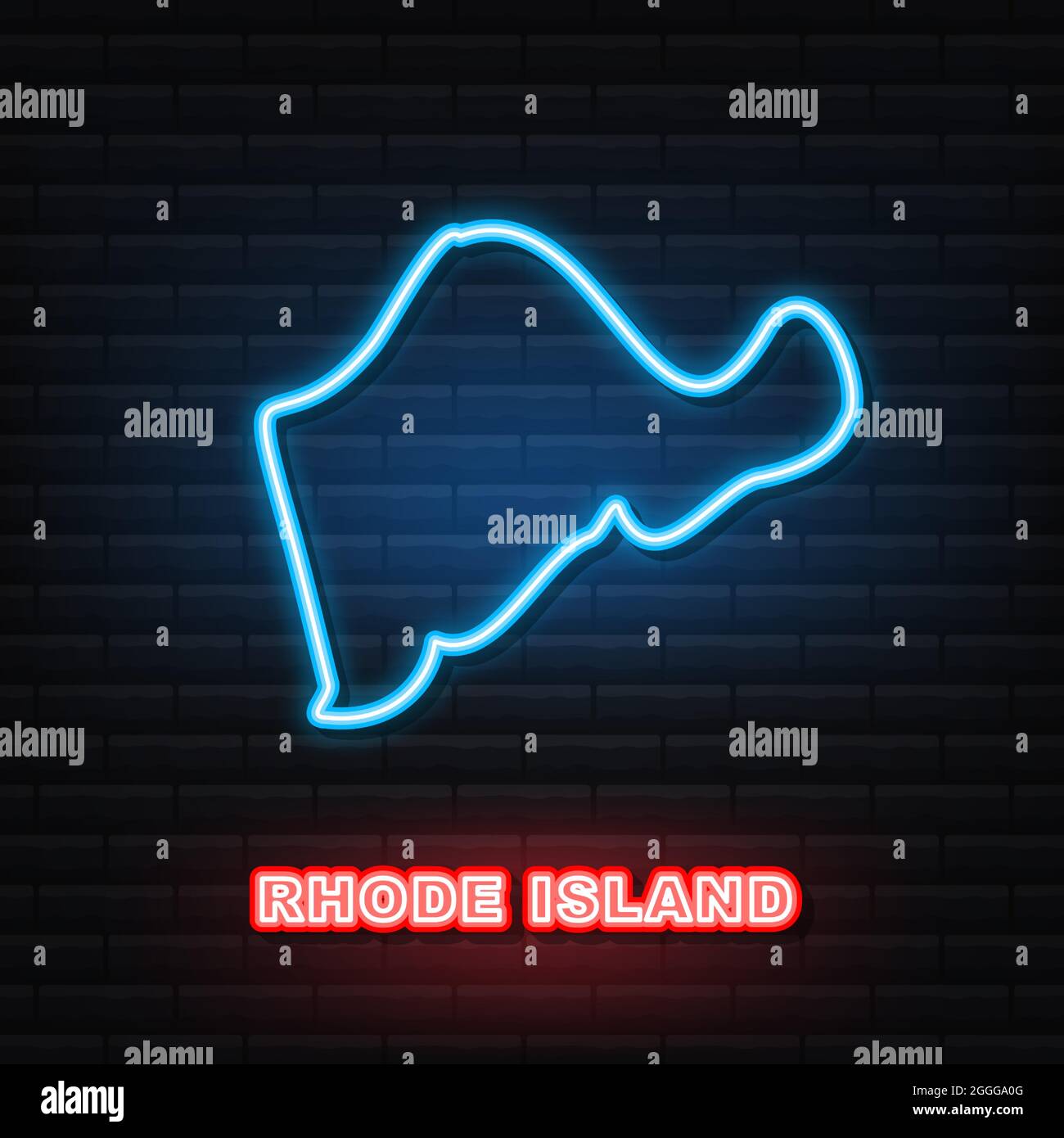 Rhode Island state map outline neon icon. Vector illustration Stock ...