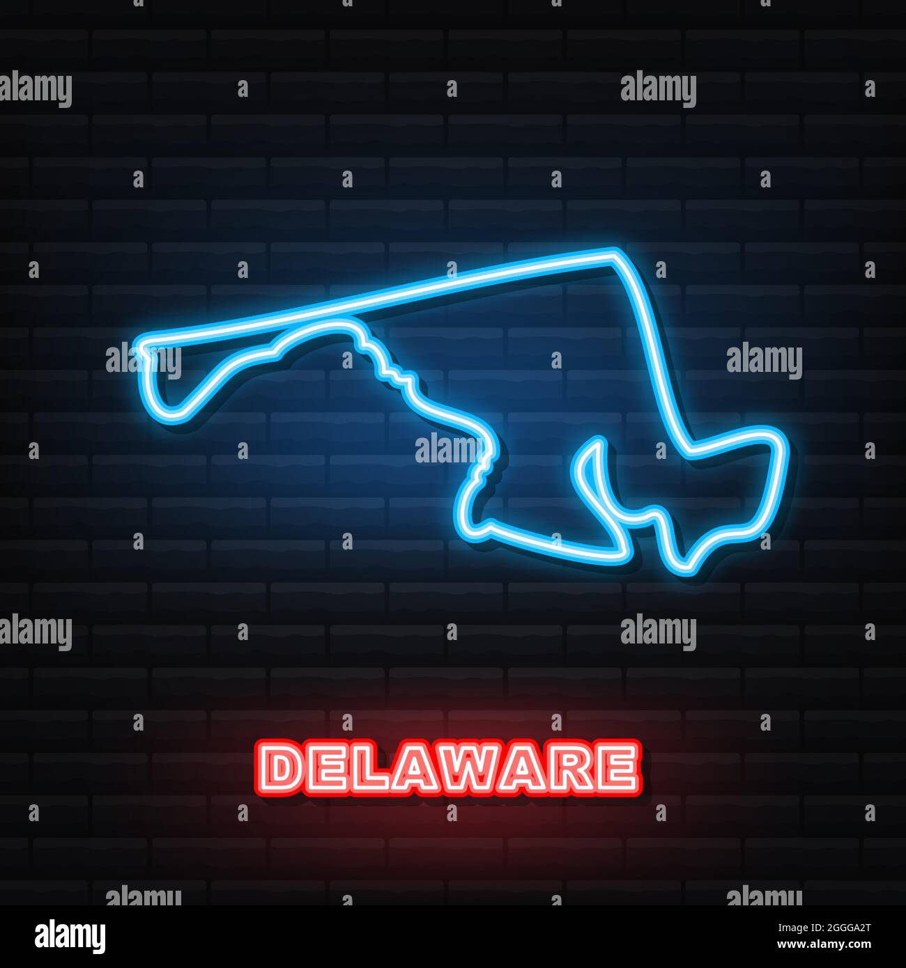 Delaware state map outline neon icon. Vector illustration Stock Vector ...