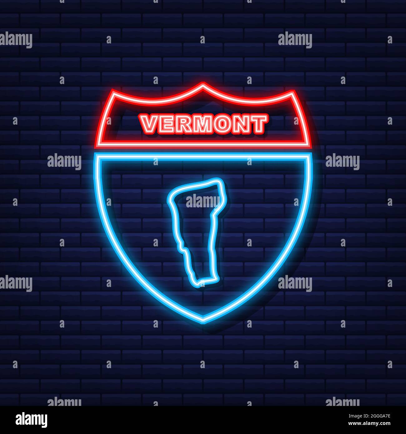 Neon Map of Vermont State United States of America, Vermont outline ...