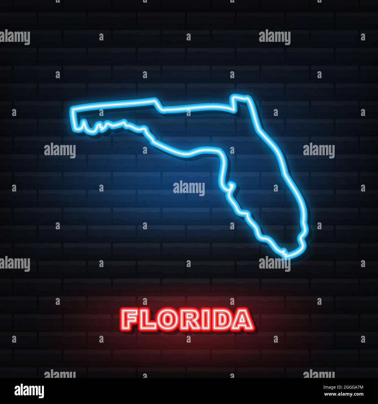 Florida state map neon icon. Vector illustration Stock Vector Image ...