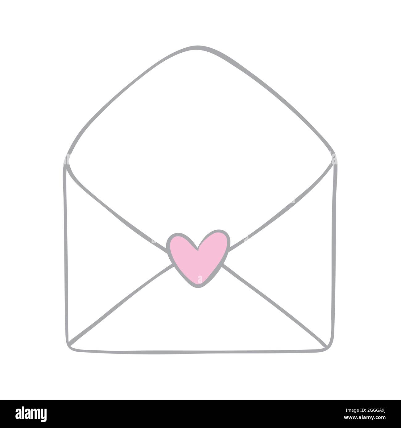 Letter with heart, message of love in envelope, Vector illustration ...